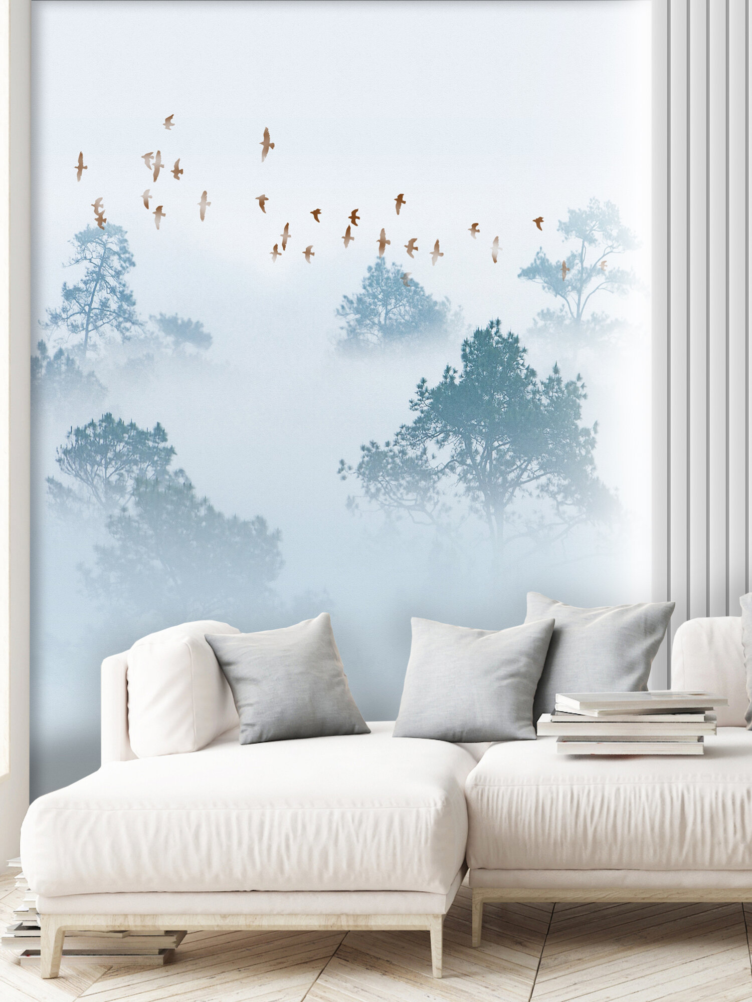 Фотообои 200 х 270 см "Туман"/ Обои на стену, в гостиную, спальню, для кухни, в зал