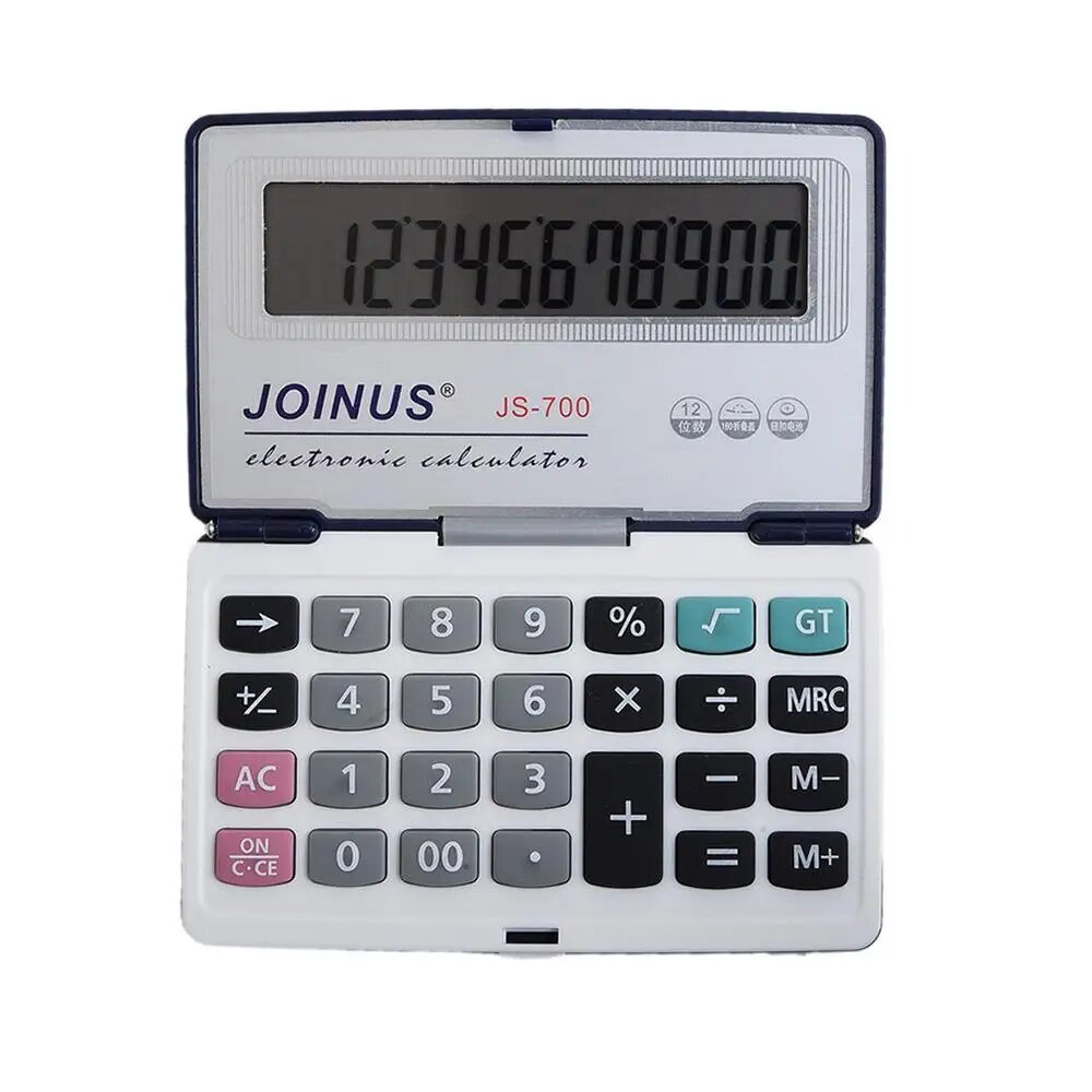 Калькулятор складной с 12-значным большим ЖК-дисплеем, настольный бесшумный калькулятор карманного размера для студентов, ручной домашний калькулятор