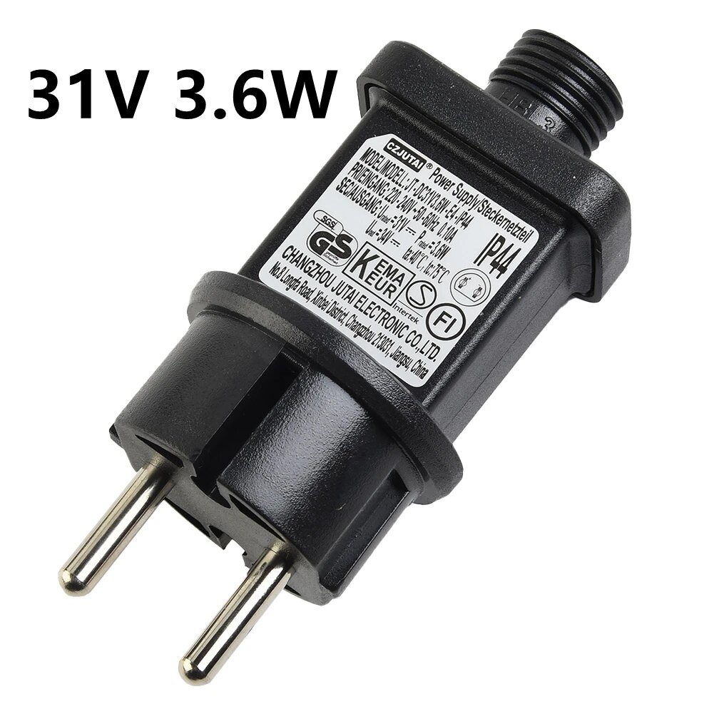 Светодиодные гирлянды, адаптер питания, драйвер трансформатора IP44, 31 В, макс. 3,6 Вт для кодовых 2-контактных разъемов, струна низкого напряжения, ЕС