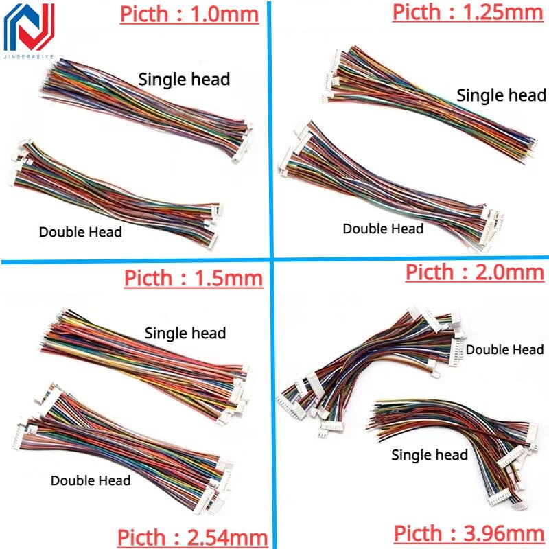 Разъемы JST/PH/XH 1.0/1.25/1.5/2.0/2.54 мм с проводом 2/3/4/5/6/7/8/10Pin 4P (10PCS), 300MM, Single Head, XH 2.54MM