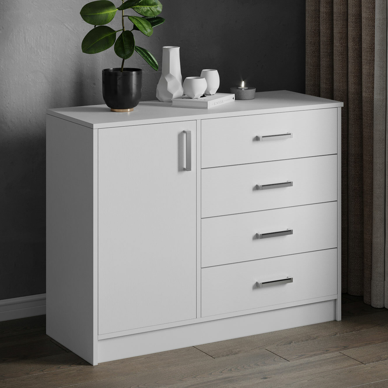 Белый комод с ящиками для одежды Катрин 6 ЛДСП (1000*830*425 мм)