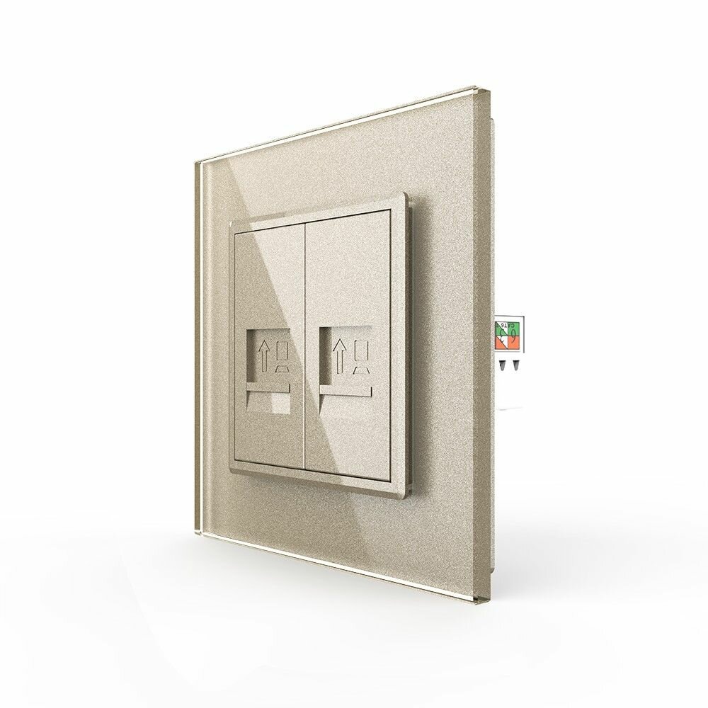 Комплект двойной интернет-розетки RJ-45 Cat.6 LIVOLO VL-C792C-16 ORIGINAL, шампань, скрытый монтаж