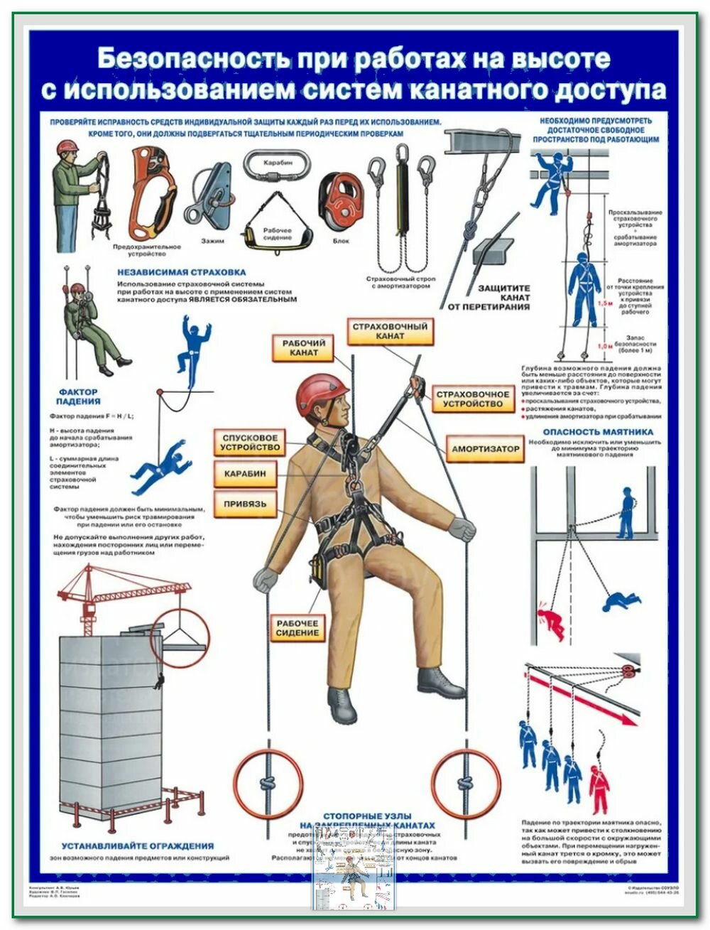 Плакат "Безопасность работ на высоте с использованием систем канатного доступа"