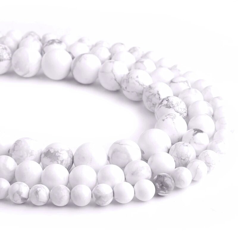 Бусины из авантюрина, амазонита, флюорита, агата и лавового Белый, 6mm(approx 62pcs), 28. Howlite