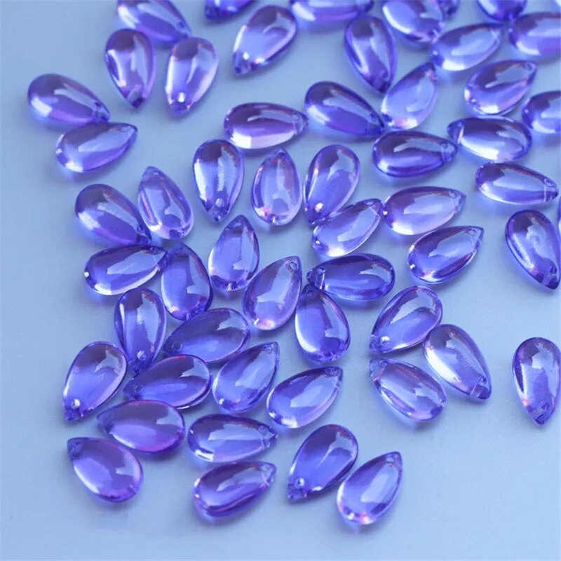 Чешские стеклянные бусины YoZuSmily капли воды 8x14 мм (40 шт) Фиолетовый, 8x14mm (40PCS), 4