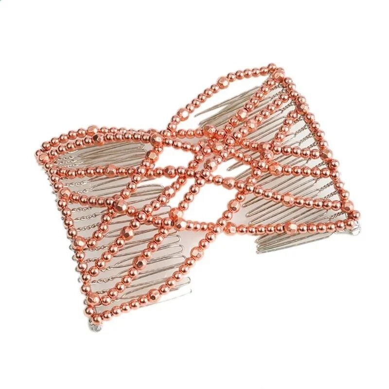 Металлическая двухрядная расческа delysia king Розовый, gold color