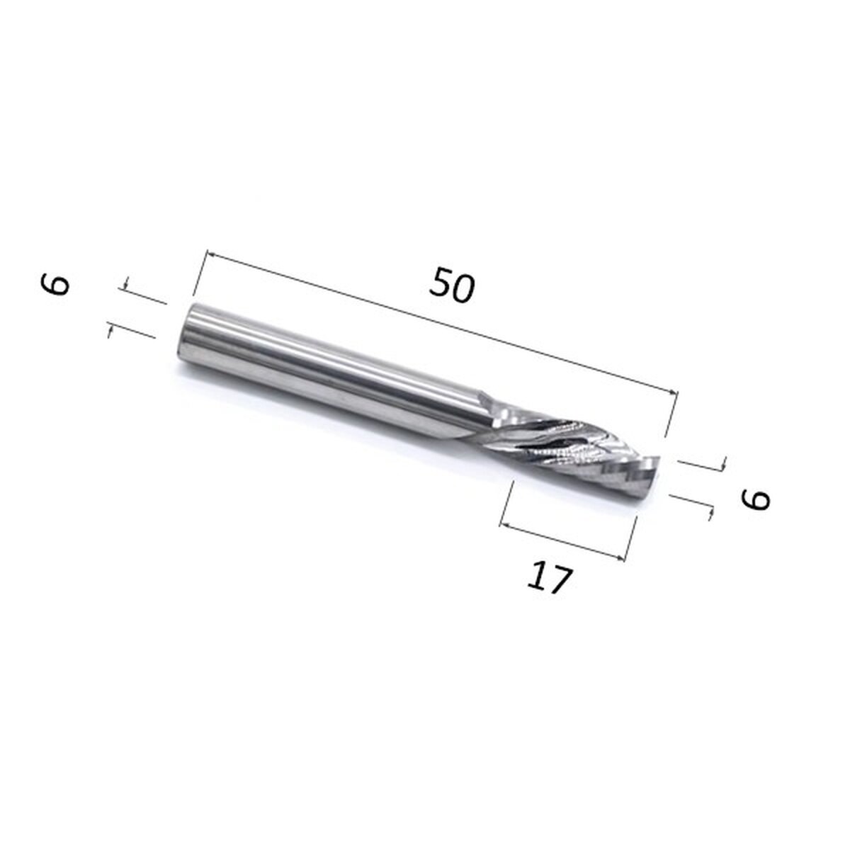 Фреза DJTOL N1LXD617 спиральная однозаходная стружка вниз (по дереву, композиту (АКП), пластику)