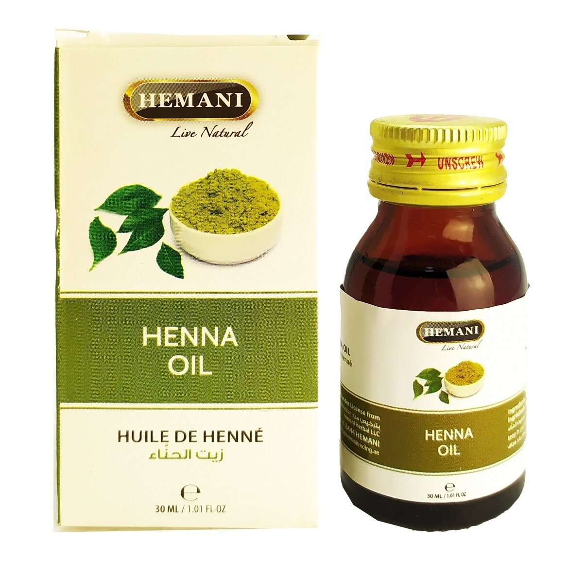 Масло хны Hemani, для волос, натуральный состав, бутылка, 30 мл