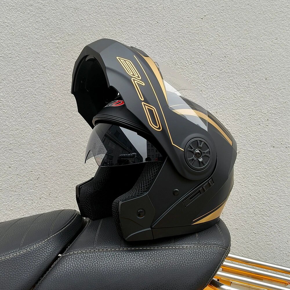 Новейший защитный флип-мотоциклетный шлем с двумя линзами, внутренний козырек, модный модульный L, 4