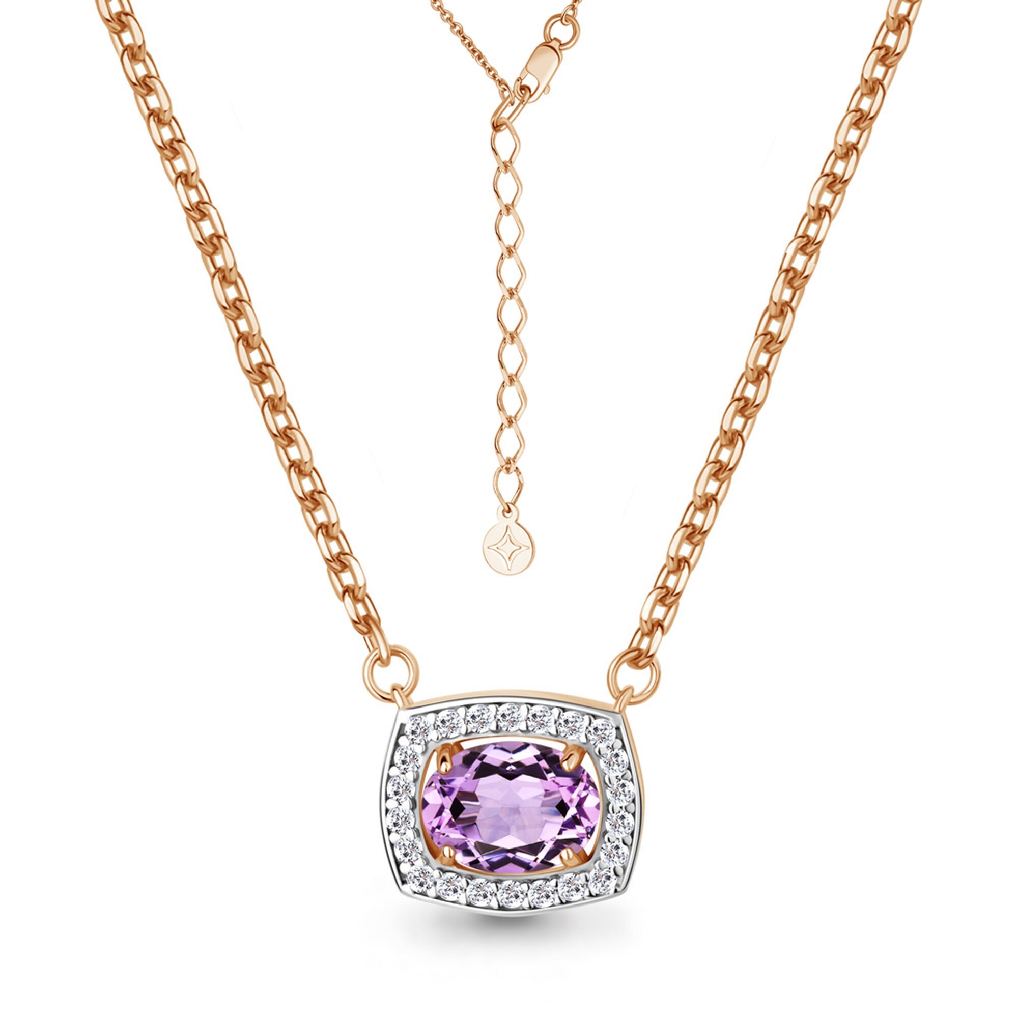 Колье, серебро, 925 проба, золочение, фианит, аметист