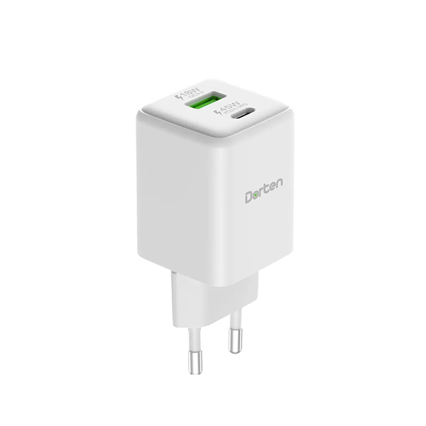 Сетевое зарядное устройство Dorten 2-Port USB Smart ID 45W Gan Power Adapter: PD3.0/PPS White