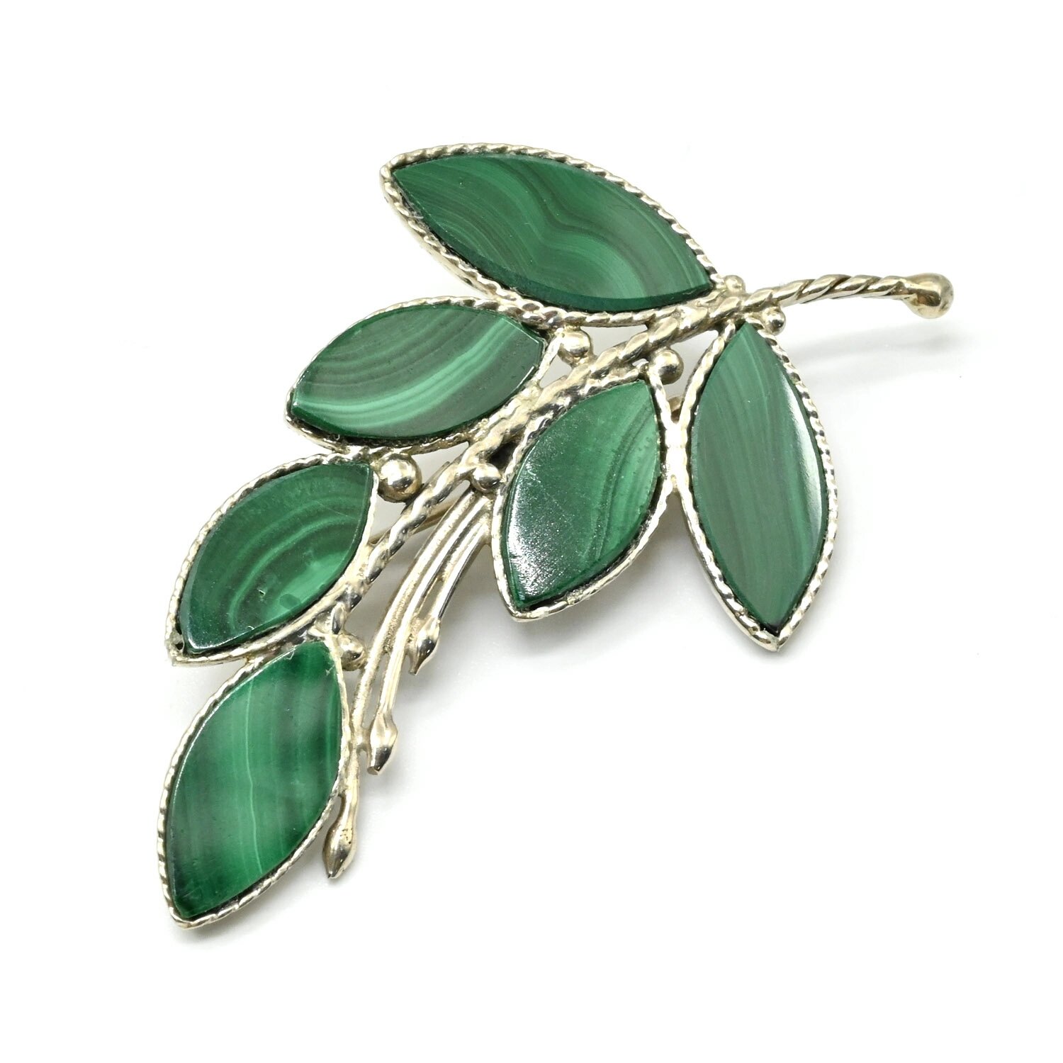 Брошь, малахит