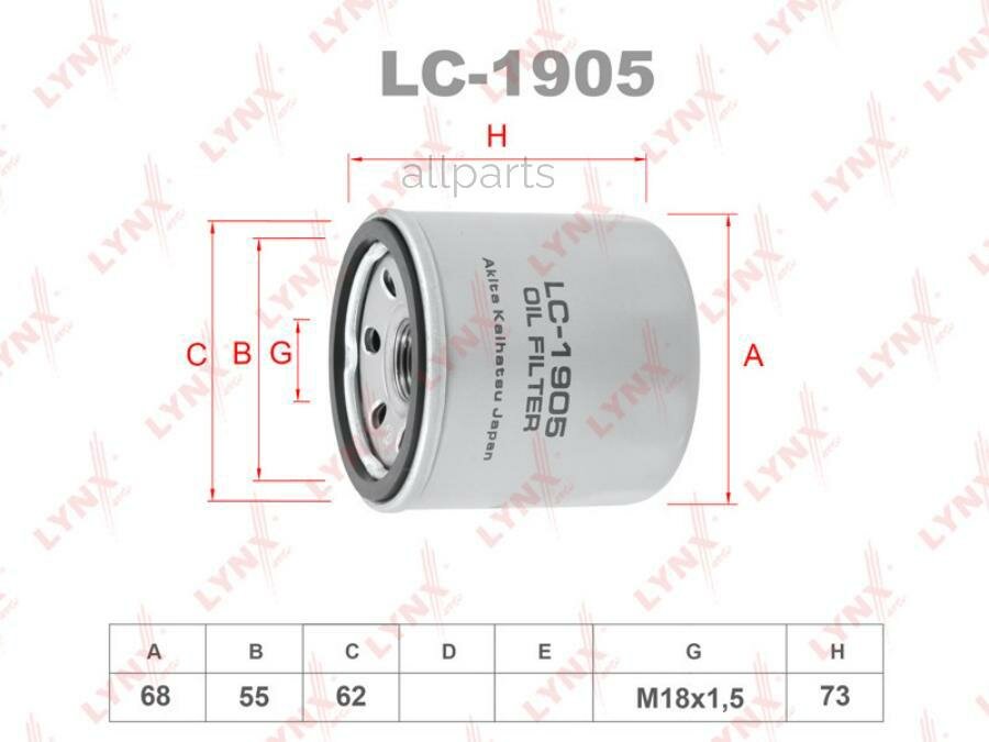 LYNXAUTO LC1905 Фильтр масляный