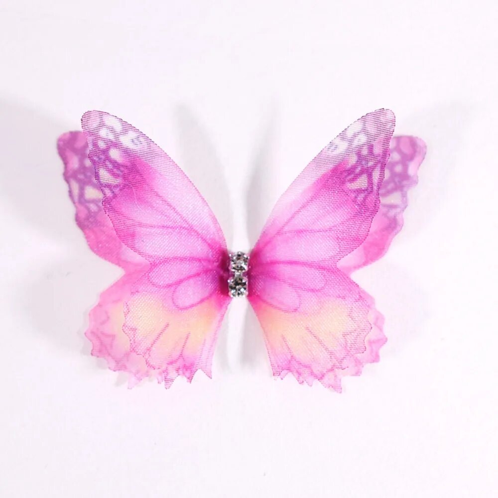 50 шт. Аппликации-бабочки из органзы Розовый, 01