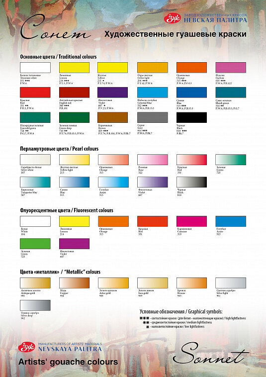 Гуашь сонет 40мл Оранжевая