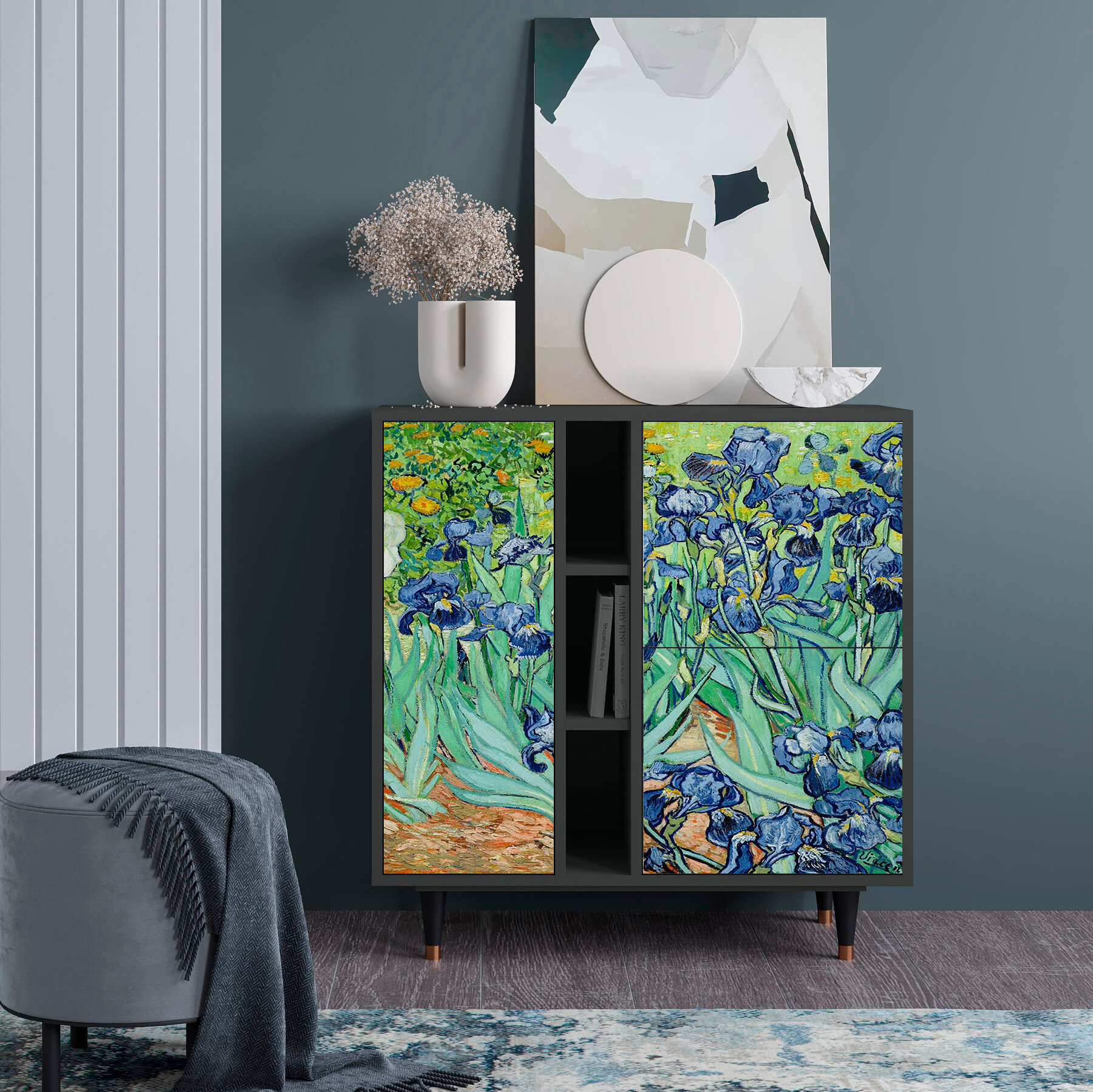 Комод - STORYZ - BS5 Irises by Vincent van Gogh, Размер - 94 x 96 x 41 см, Цвет корпуса - , Антрацит