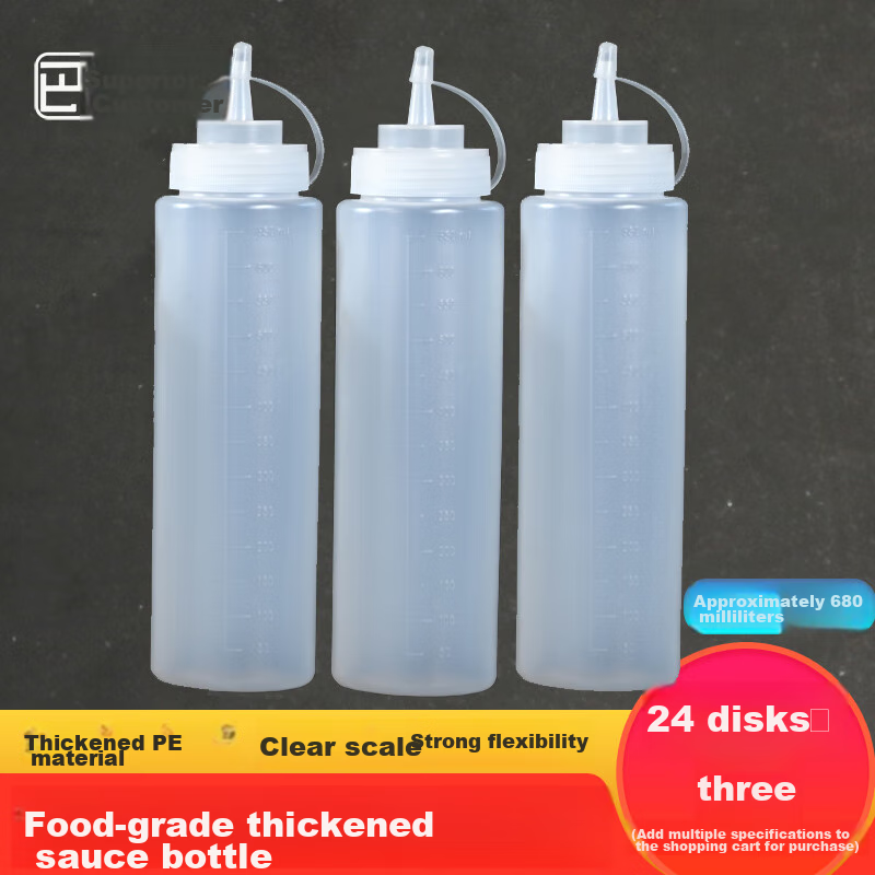 Babyke Squeeze Bottles for Jam, Soy Sauce, Seasoning, Salad Dressing, Ketchup, And Piping 24 Oz White *3