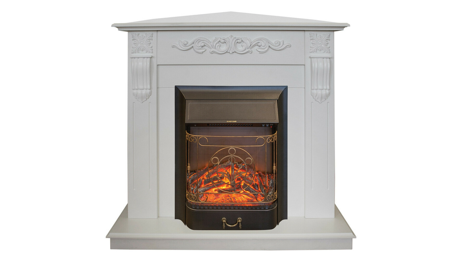 Электрокамин Dominica Corner WT с очагом Majestic Lux BL S