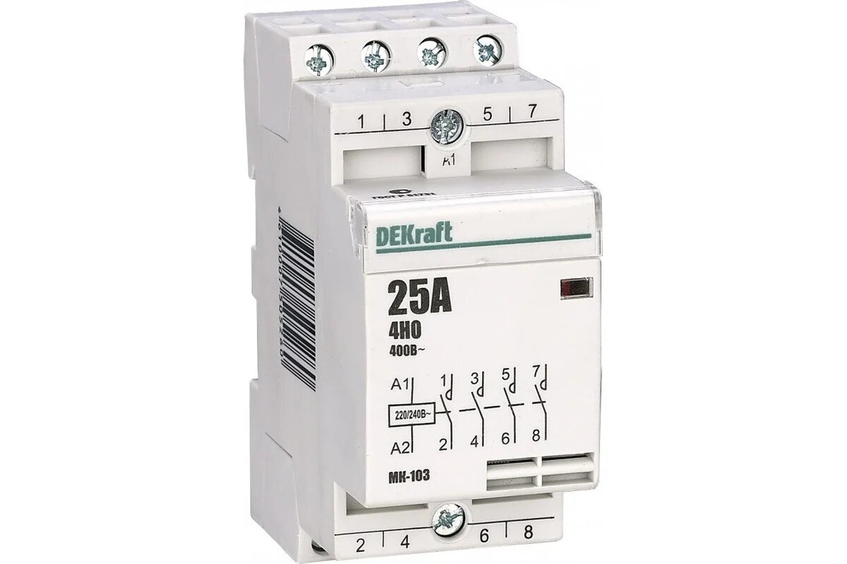 DEKraft МК103-016A-230B-40 4НО модульный контактор 230В 16А для распределительных щитов