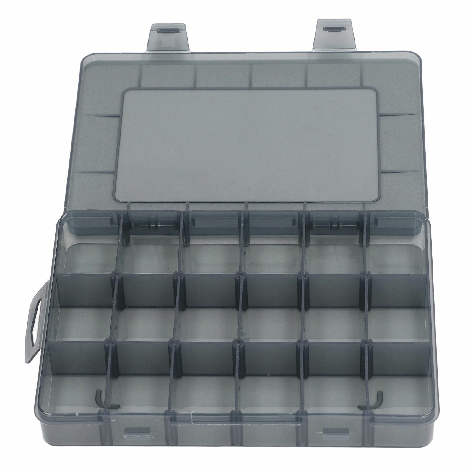 Прозрачная пластиковая коробка с 18 сетками, несколькими отделениями и съемными перегородками для хранения небольшого оборудования и организации ювелирных изделий
