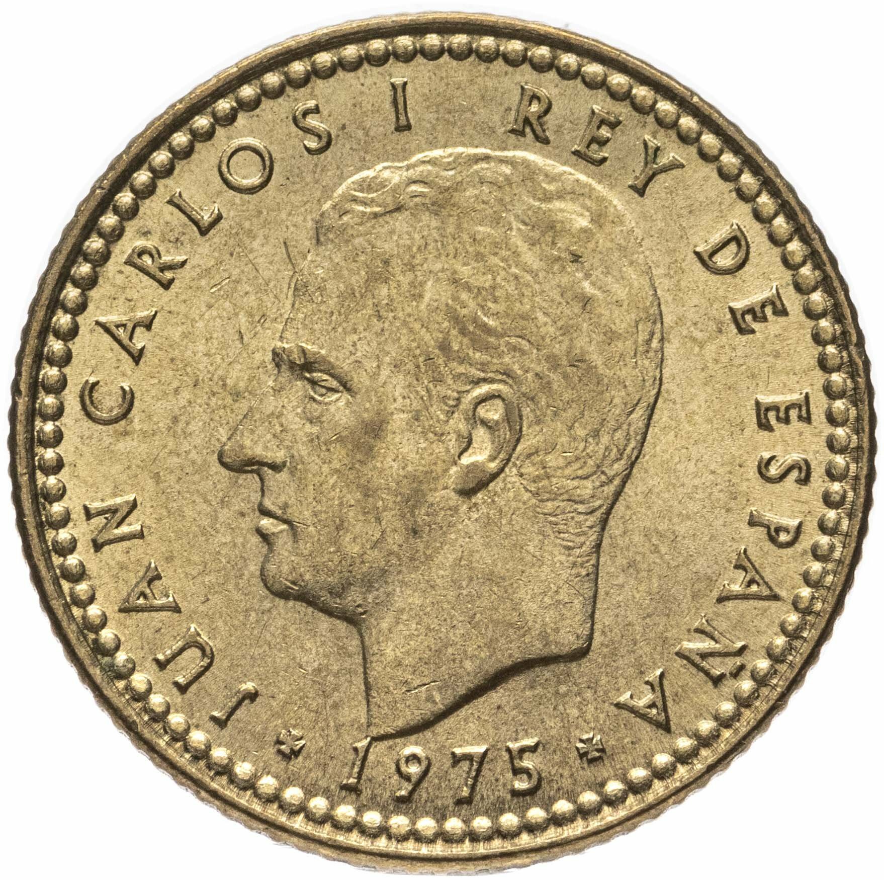 Испания 1 песета peseta 1975, Бронза, в сохранности AU-UNC