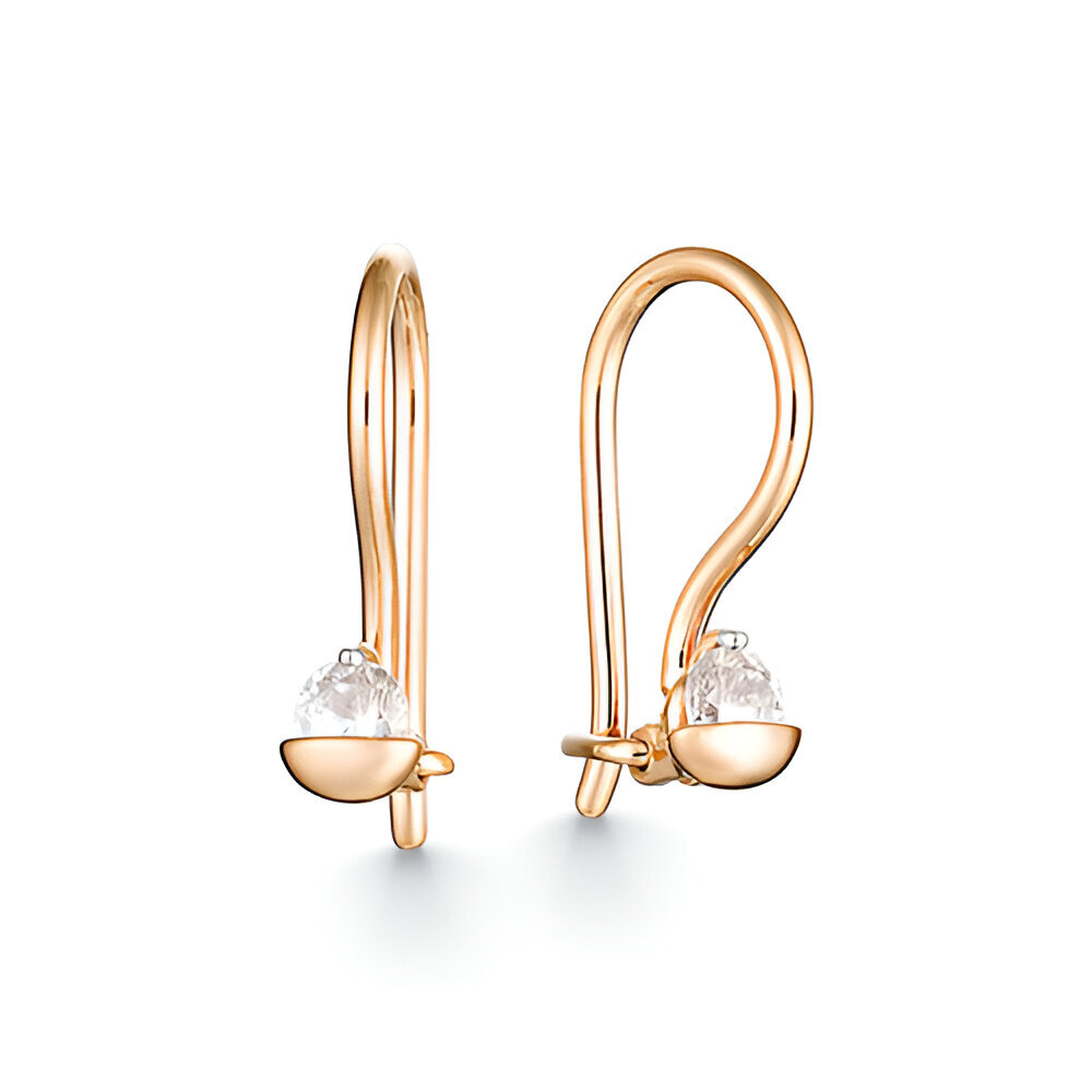 Серьги, красное золото, 585 проба, фианит