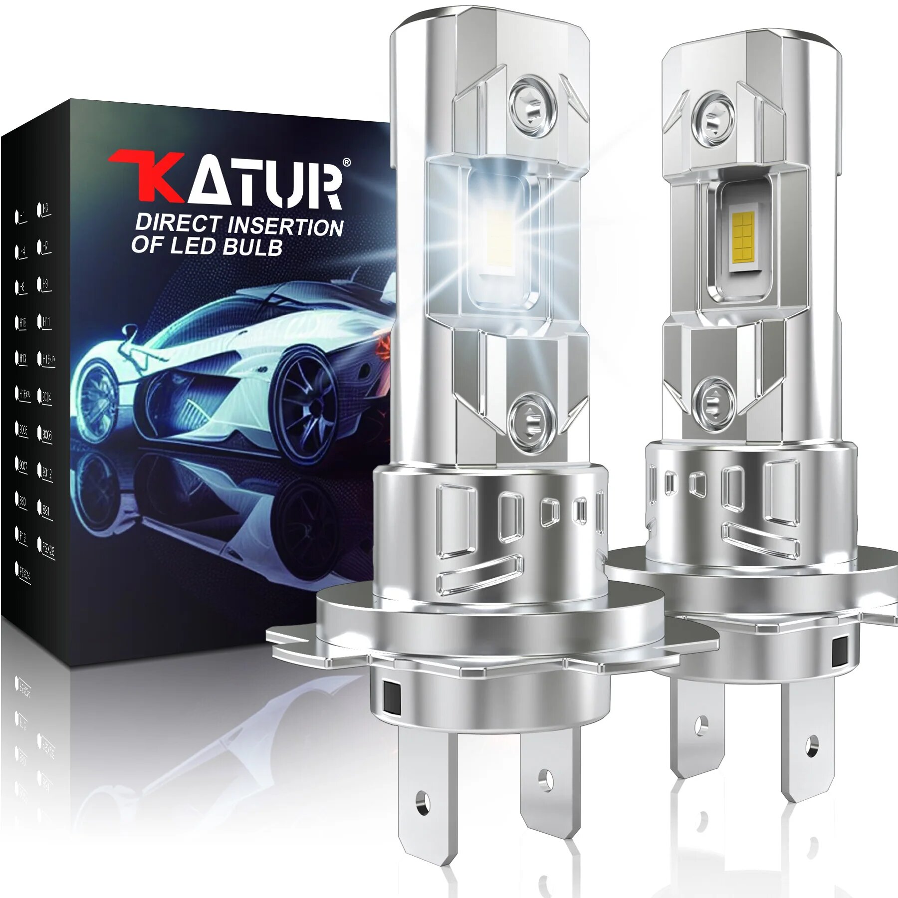 Katur 2 шт. H7 светодиодный лампы для фар мини-размера безвентиляторные Беспроводные для автомобильных фар CSP светодиодный H7 Автомобильная Диодная лампа 6500K 360 ° угол луча