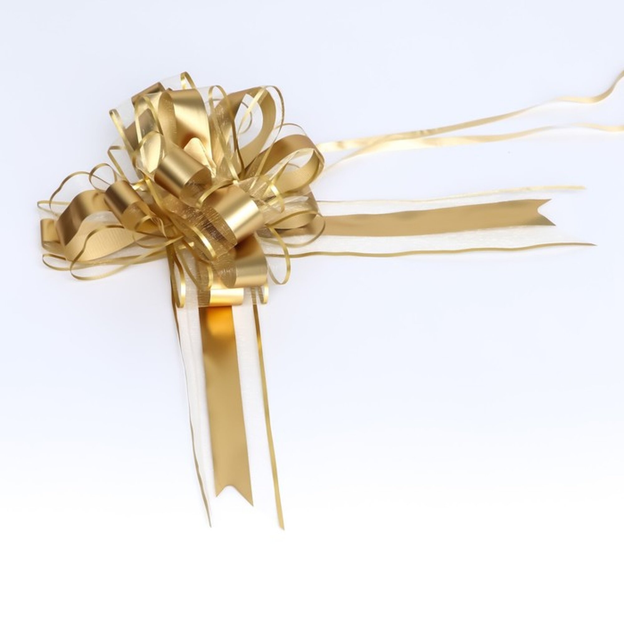 Бант Upak Land, шар №6.5, золотой, пластик, ширина ленты 6.5 см