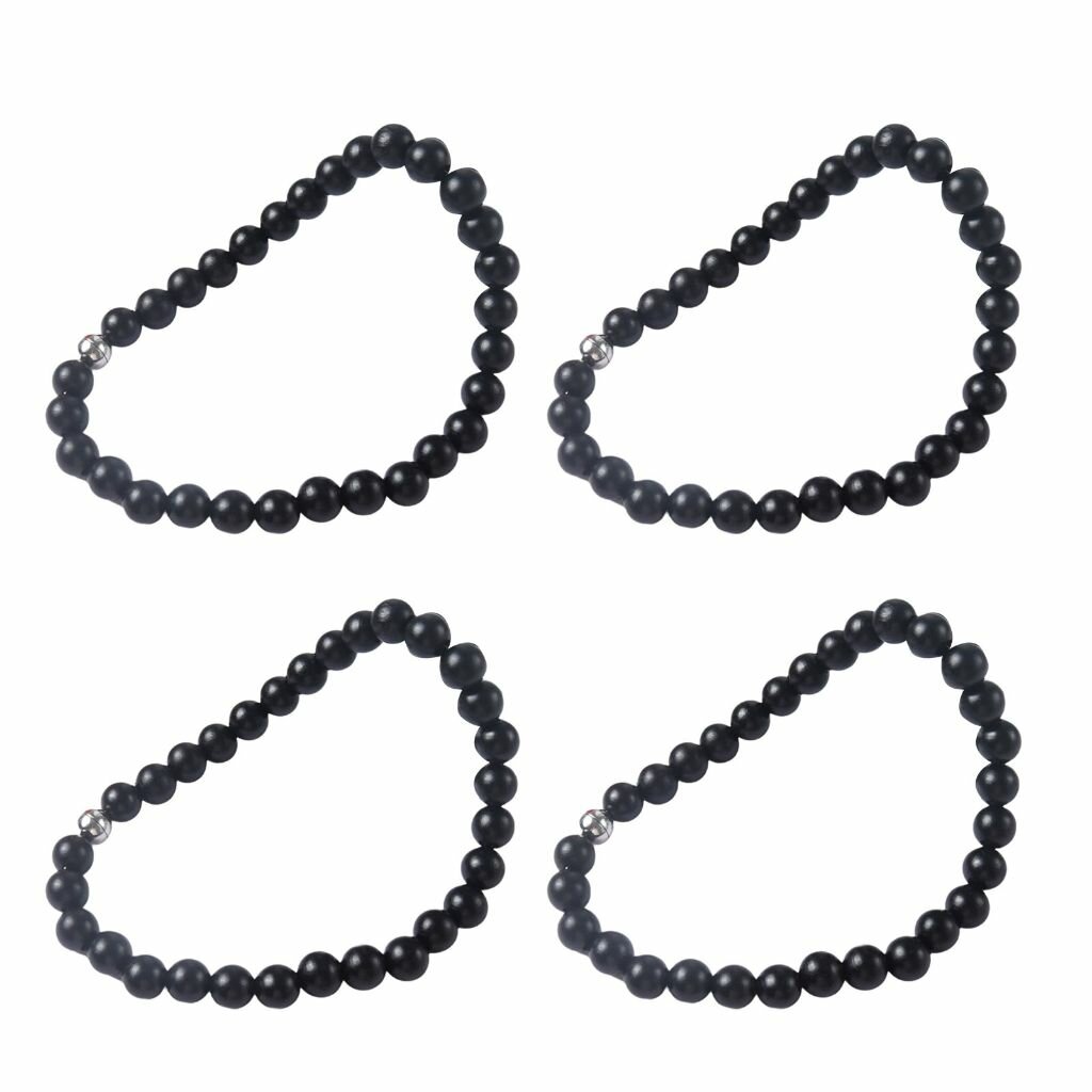 4шт, цветной ремешок для занавесок с магнитной пряжкой из деревянных бусин-черный