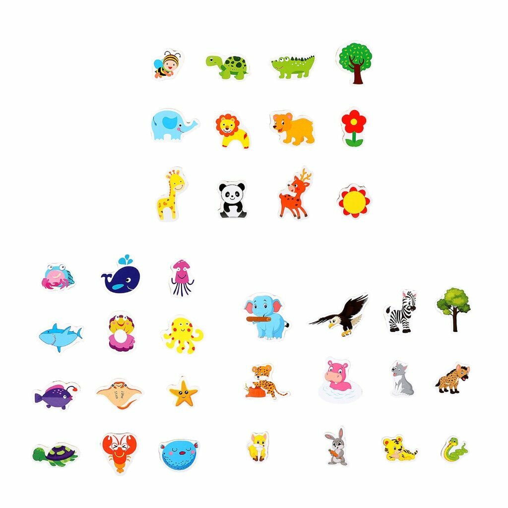 36 шт, деревянные магнитные наклейки на холодильник-36 шт наклеек на холодильник с животными