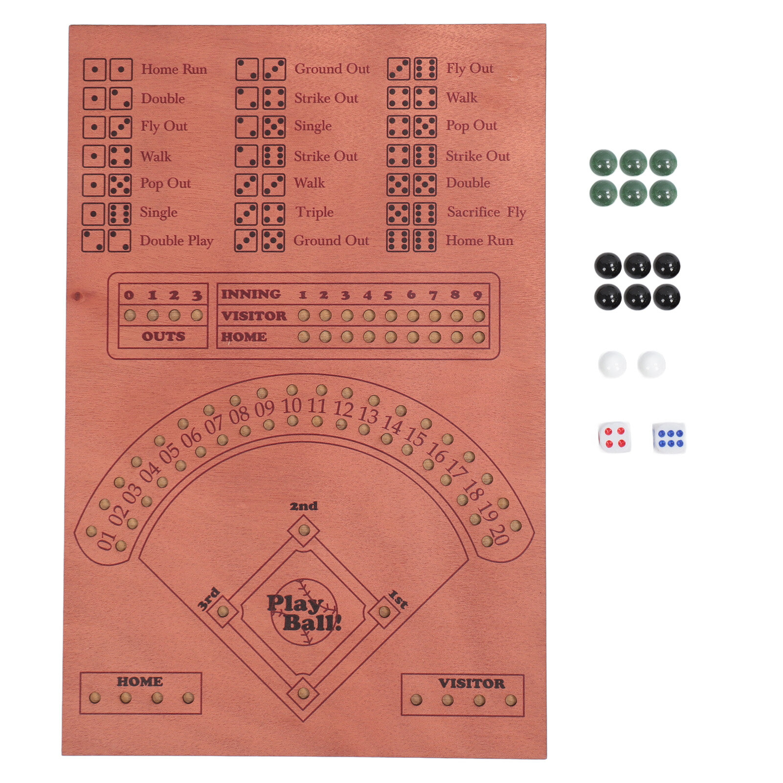 Настольная игра Бейсбол с кубиками и шариками для детей и взрослых