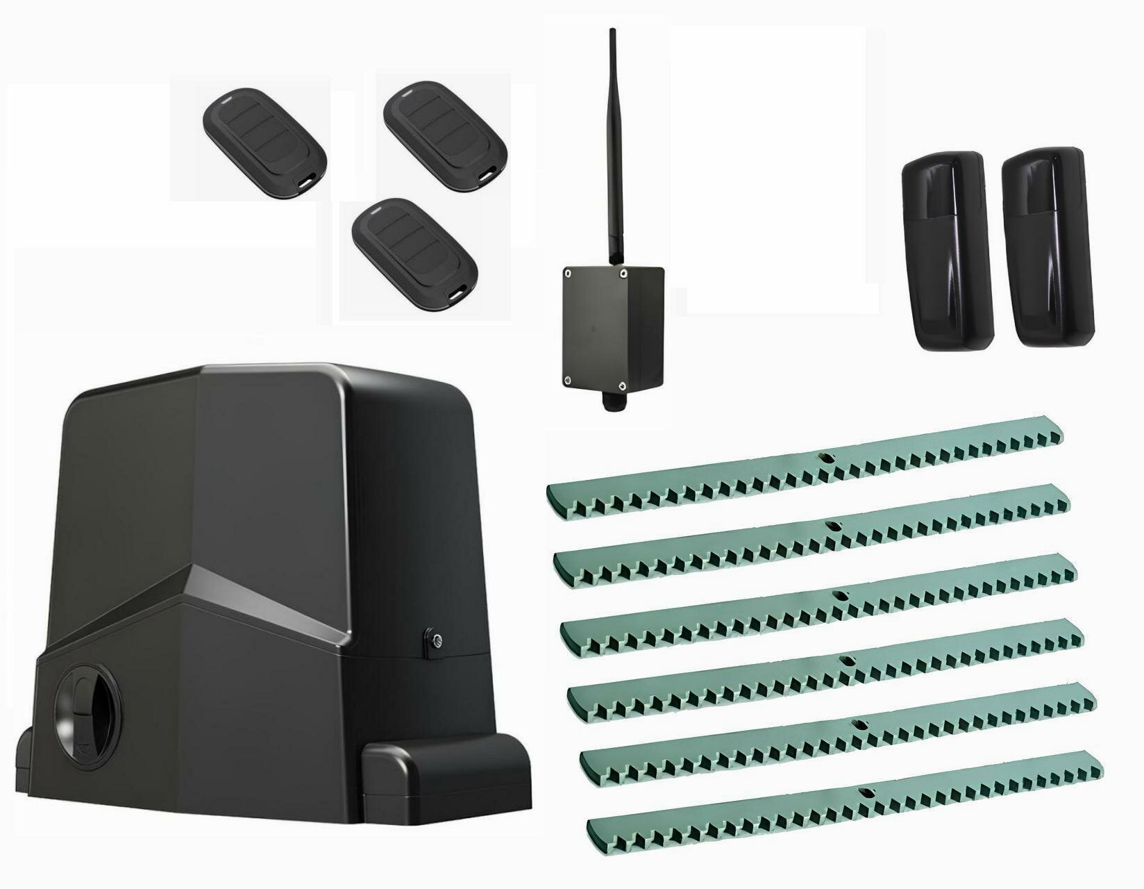 Автоматика для откатных ворот ARW-1000MKIT F6-BT-Т3, комплект: привод, фотоэлементы, 3 пульта, 6 реек, Bluetooth-модуль