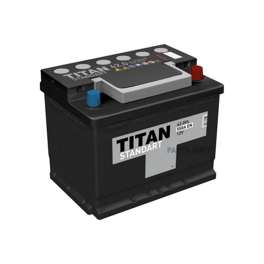 Аккумулятор TITAN STANDART (6СТ-62) 550 мАч, R+ (242 х 175 х 190) от официального дистрибьютора, TITAN, артикул 4607008882193