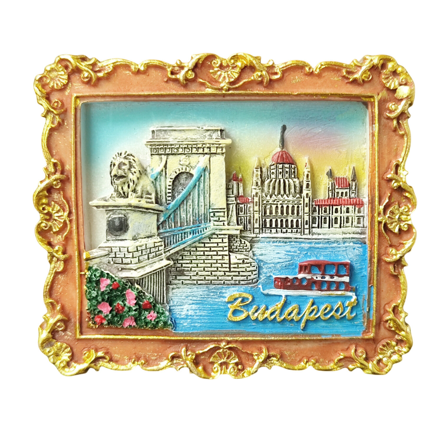 3D-магнит на холодильник «Будапешт», магнит ручной работы из смолы с живописным видом на Цепной мост и Парламент, сувенирное украшение, 6,7 x 5,7 см