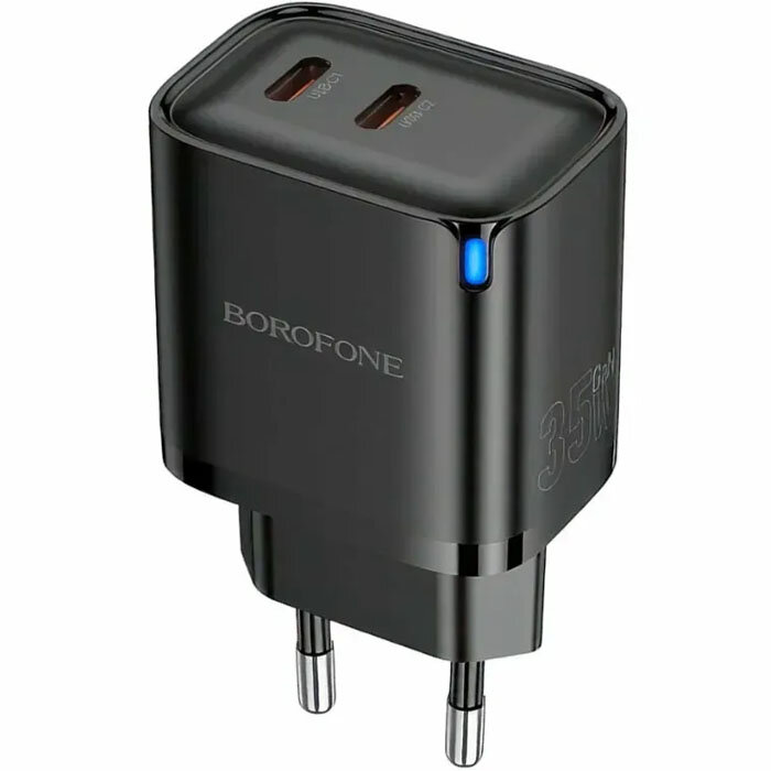 Адаптер питания USB-C2 3.0А 2 порта Borofone BA85A Black зарядка PD 35W - черный