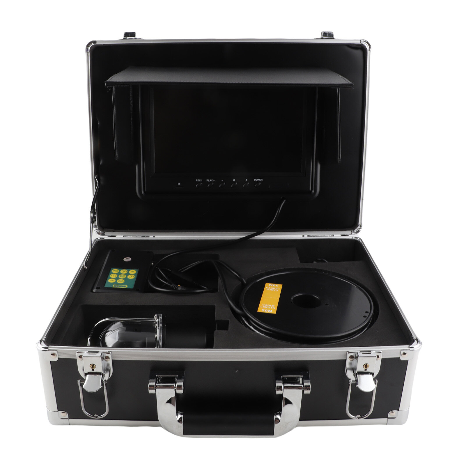 9-дюймовый видеорегистратор, подводная видеокамера на 50 м, IP68, 20 ламп, вращающийся на 360° купол, панорамная съемка, карта памяти 16 ГБ. Американская цена.