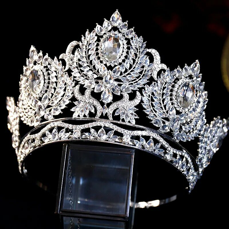 1 шт, большая диадема в стиле барокко, стразы, хрустальные диадемы, большая корона, театрализованное представление невесты, головные уборы для королевы, свадебные украшения на голову