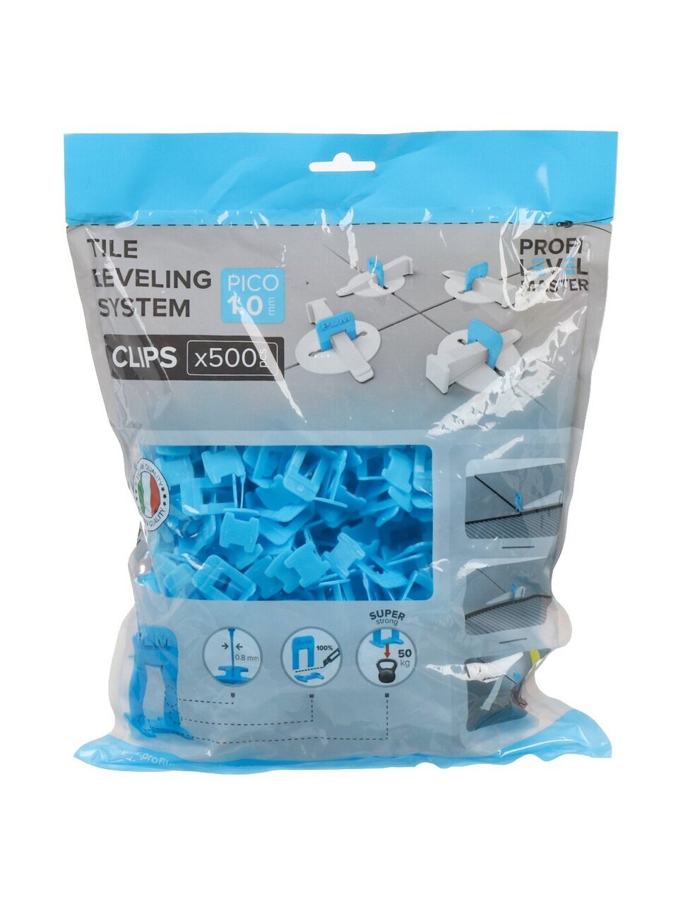 Зажим для выравнивания плитки 1 мм, 500 шт, СВП PICO, PLM, 00-00002167