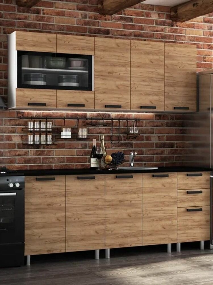 ARNIKA Кухонный гарнитур со столешницей "Кросс"2 м , крафф/янтарь