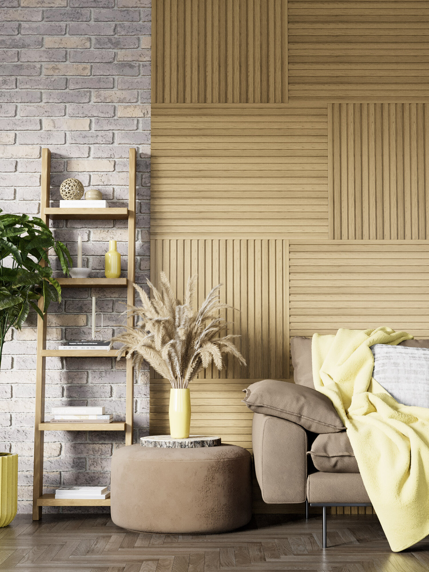 Комплект Реечной модульной стеновой панели саваш Дуб Натуральный 0.62 м2 - в комплекте 6 модульных панелей, каждая габаритом 900*116*16 мм + 1 стартовая + 1 финишная планки