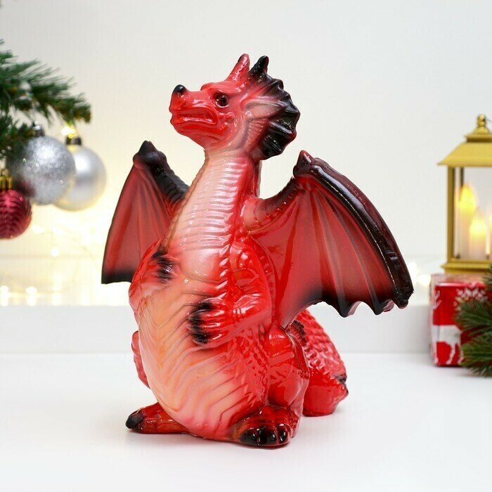 !09 Фигура "Крылатый дракон", 23 см, цвет красный