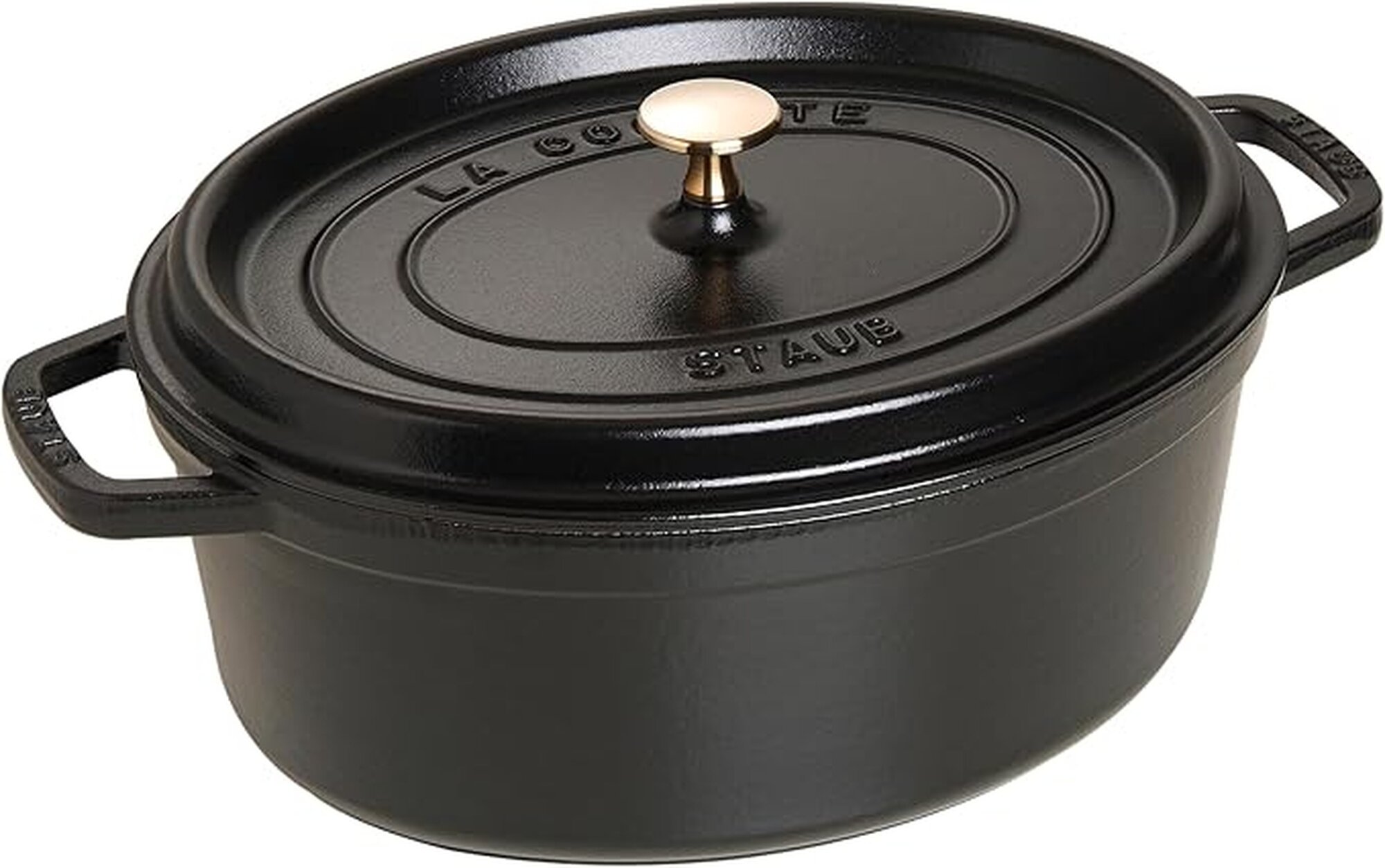 Кастрюля с крышкой овальная STAUB Cocotte, чугунная, диаметр 33 см, цвет черный, 1003939