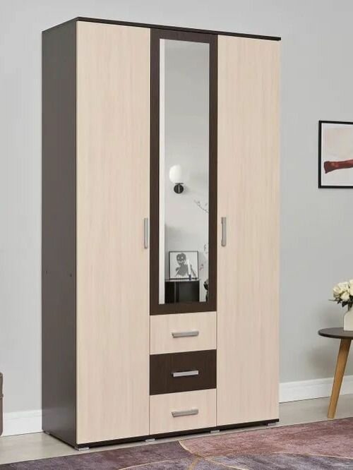 Шкаф распашной 3-х ств Белла (гостиная) Дуб беленый, Венге 1200х2120х470 мм