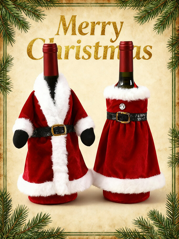 Рождественский чехол для бутылки, текстиль, 2шт, черный матовый