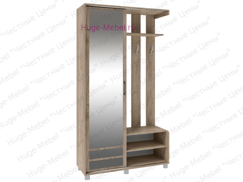 Прихожая "Ларго-2" крафт серый Huge Mebel . Ширина 1150 Высота 2100. Прихожие