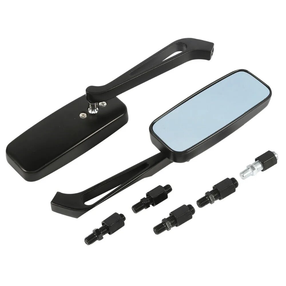 Боковые зеркала заднего вида для мотоцикла, 8 мм, 10 мм, универсальные для Harley, Honda, Yamaha, Kawasaki, уличных видов спорта, велосипеда, чоппера, круизера, Черный