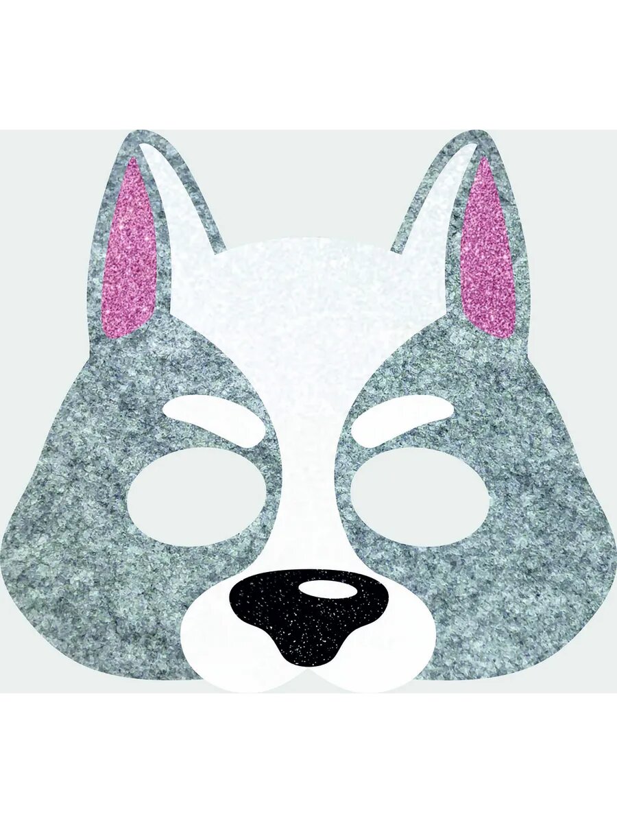 Маска "Волк", фетровая, с блестками, на резинке, 17 см x 15 см