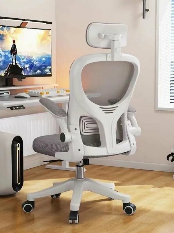 Игровое компьютерное кресло, белый, светло-серый 2