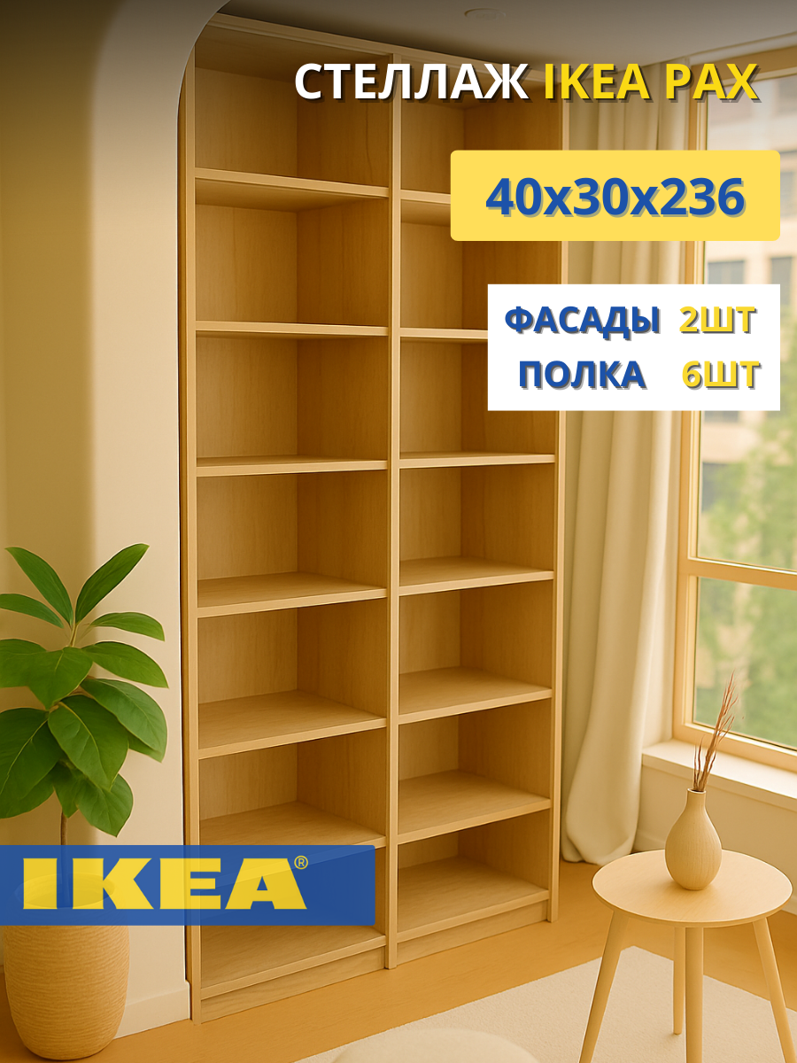 Стеллаж Puzzle + / Шкаф дуб / Пенал 40х30х236 / Стеллаж с дверью