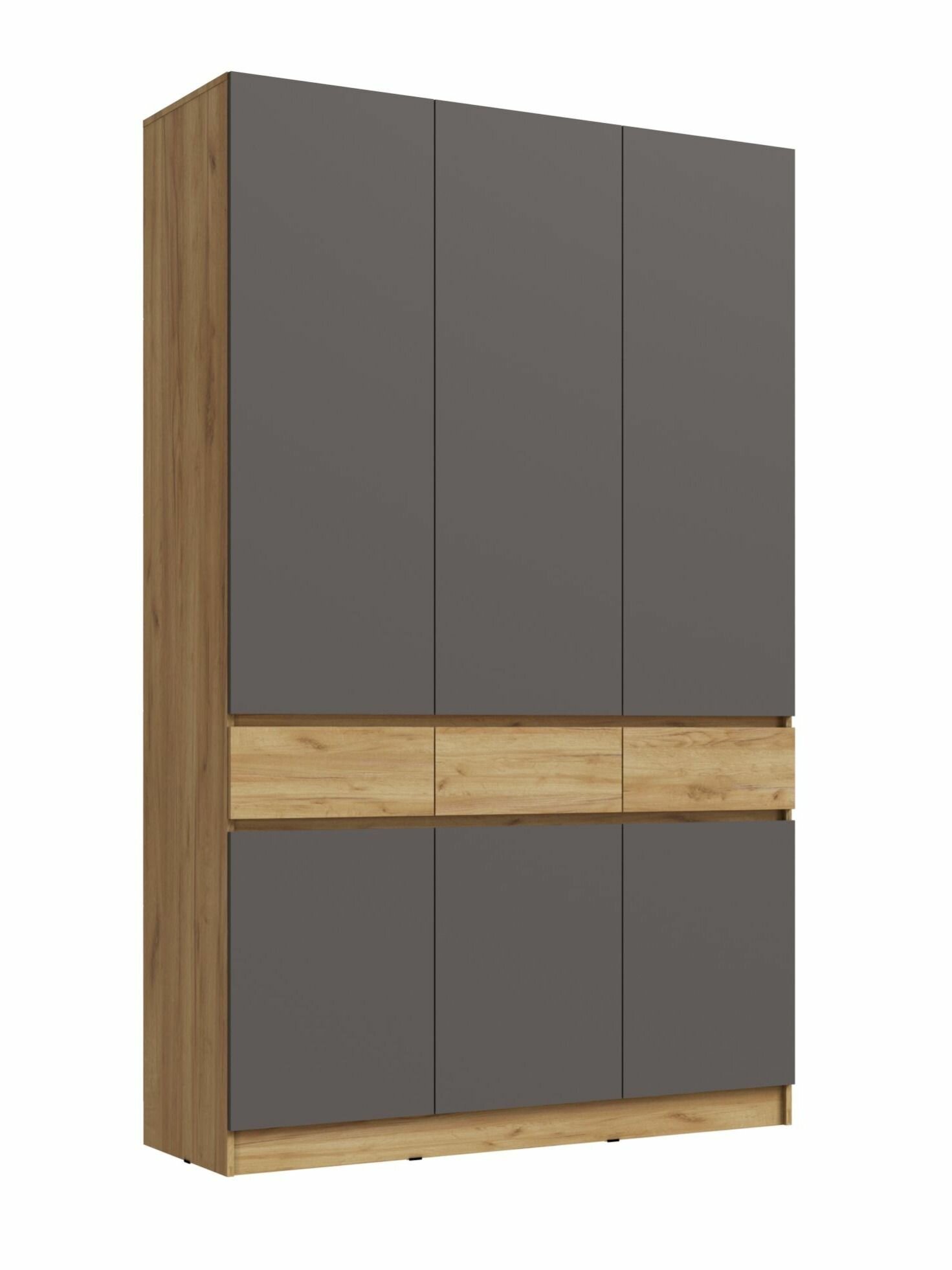 Шкаф 3-ств. распашной Регина 1500х2400х520 (Графит/Дуб Крафт) МИФ